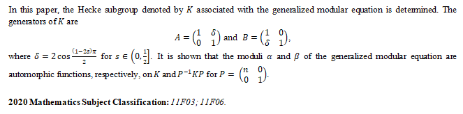 Automorphic Functions On Hecke Subgroups Associated With Generalized